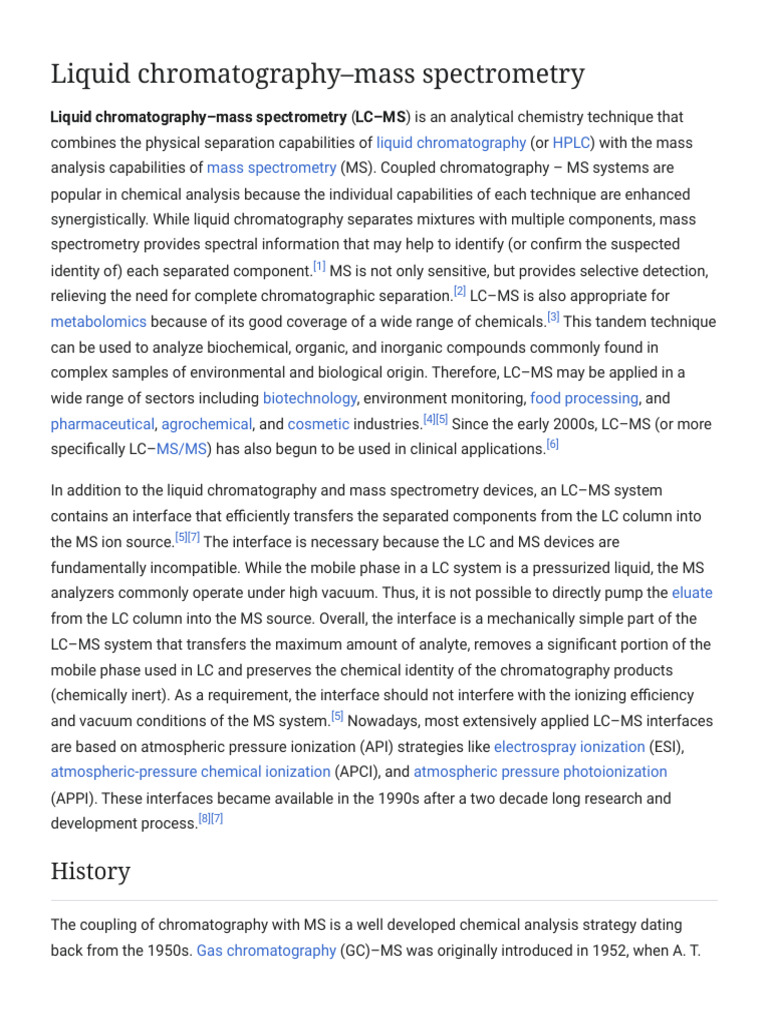 Liquid Chromatography-Mass Spectrometry - Wikipedia | PDF | Liquid ...