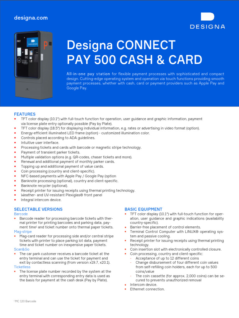 All-in-One Payment Station Features | PDF | Printer (Computing) | Barcode
