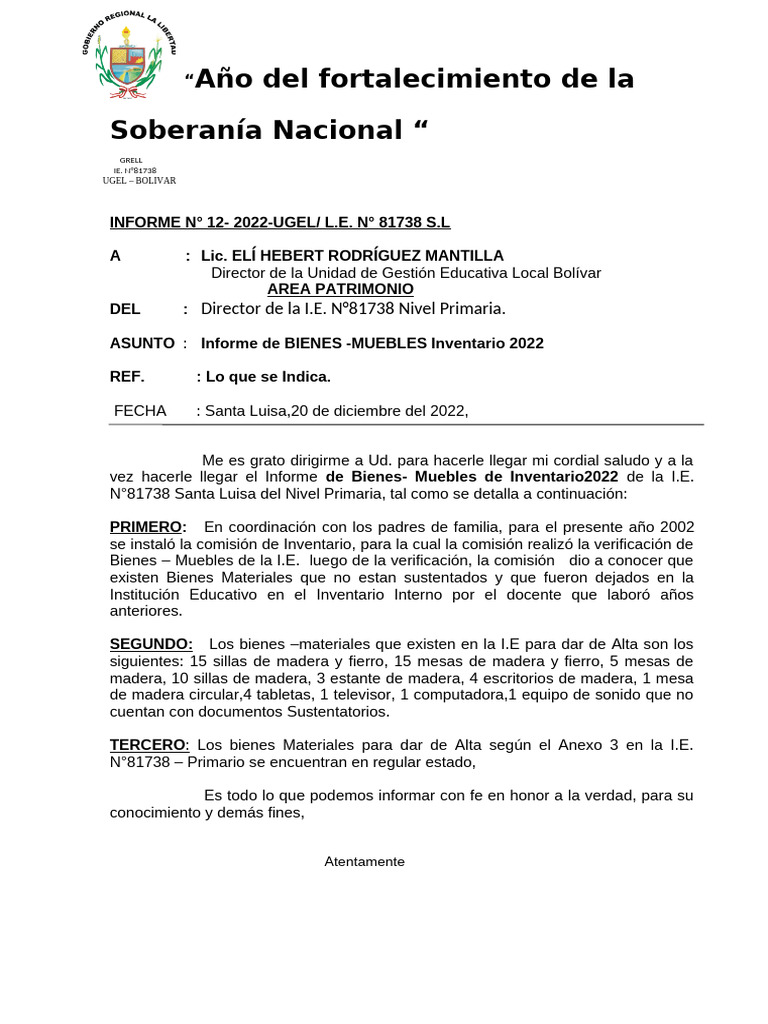 Informe Bienes - Muebles 2163 | PDF
