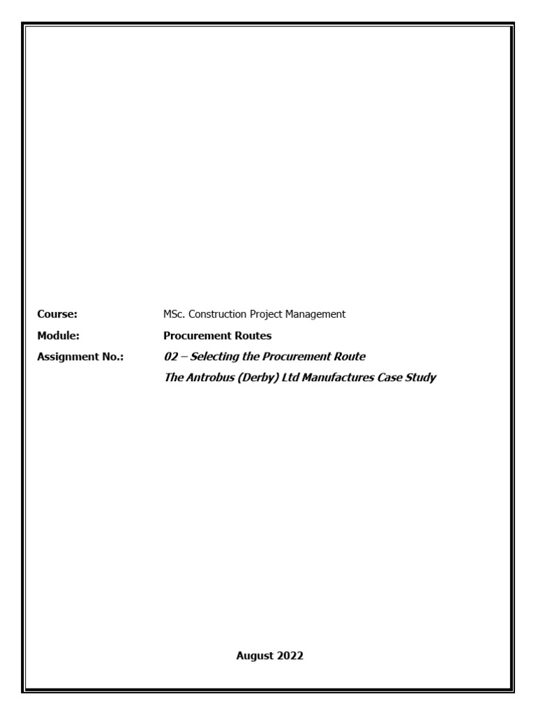 M2CPM2 Procurement Routes Selecting Routes Assignment 2 | PDF | Risk ...