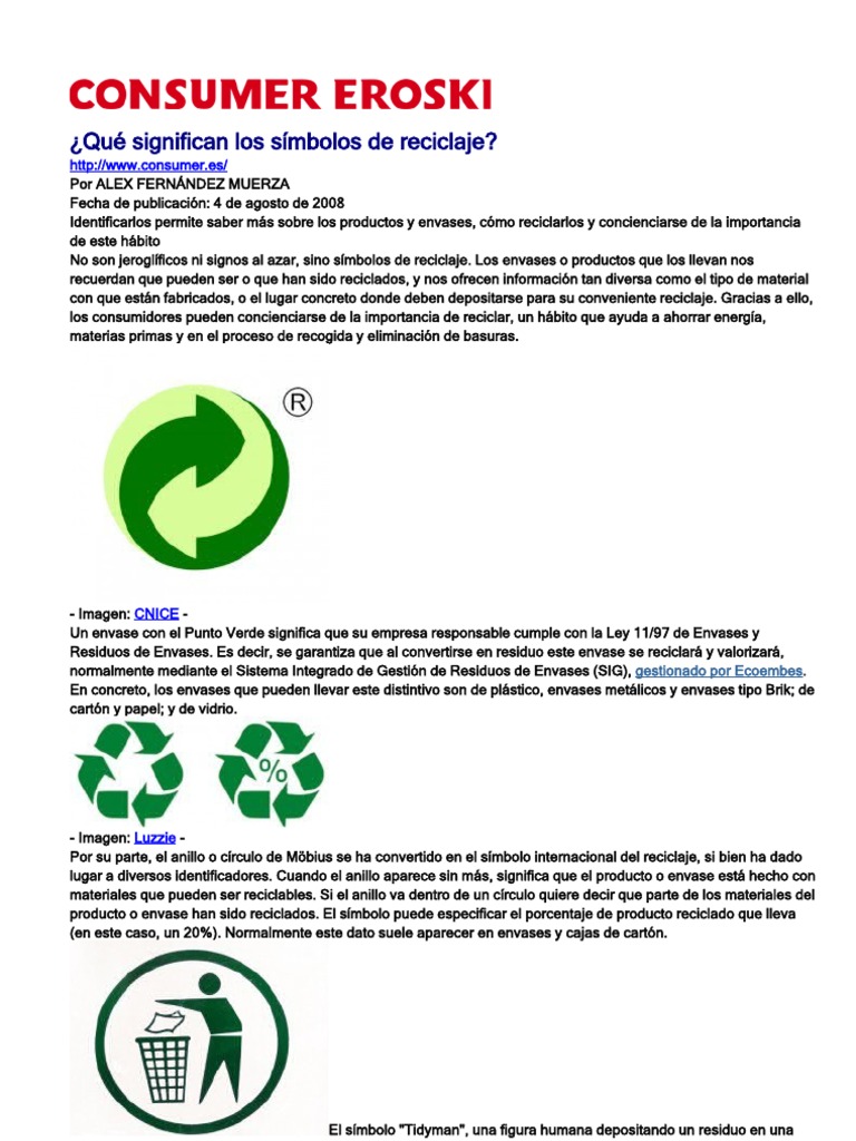 Significado de los símbolos de reciclaje | PDF