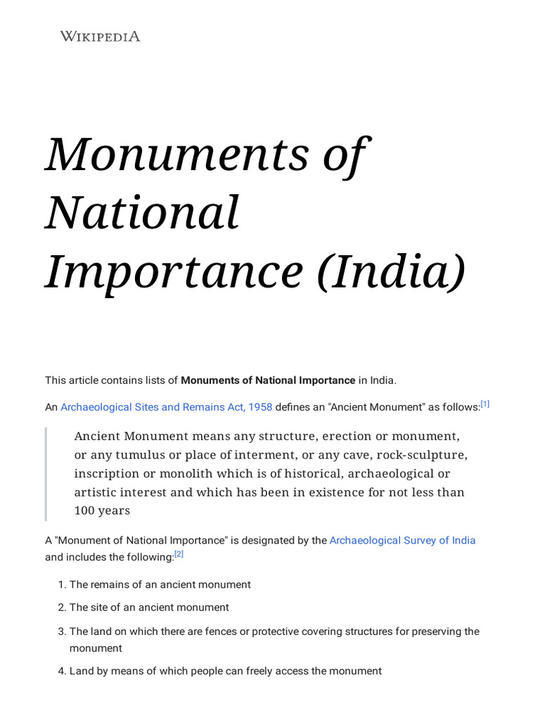 Monuments of National Importance (India) - Wikipedia | PDF ...