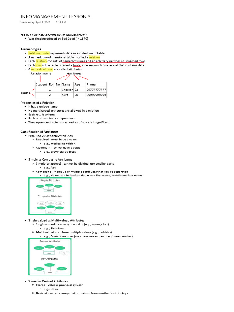 Infomanagement Lesson 3 | PDF | Relational Database | Table (Database)