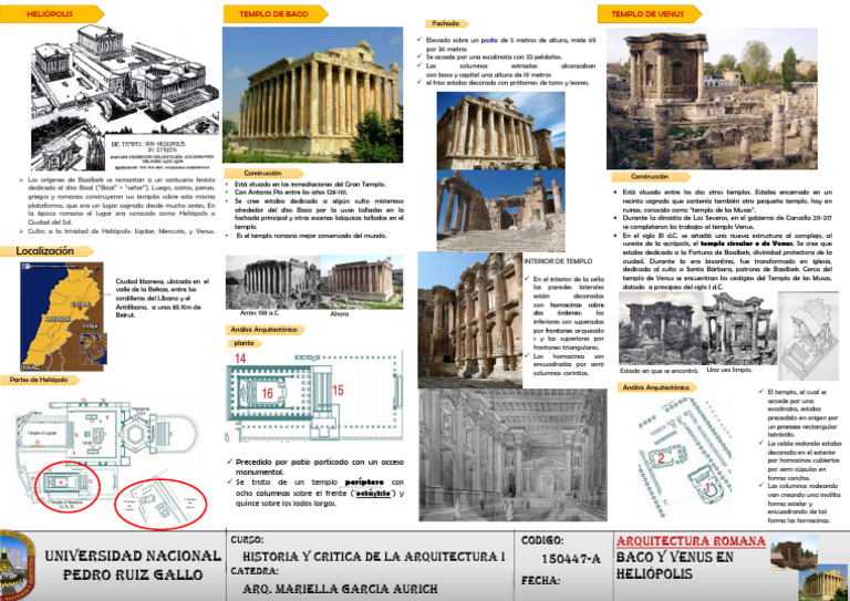 Lamina Tema 2 - Templo de Baco y Jupiter (Arq. Romana) - Vasquez Gonzales | PDF | templo ...
