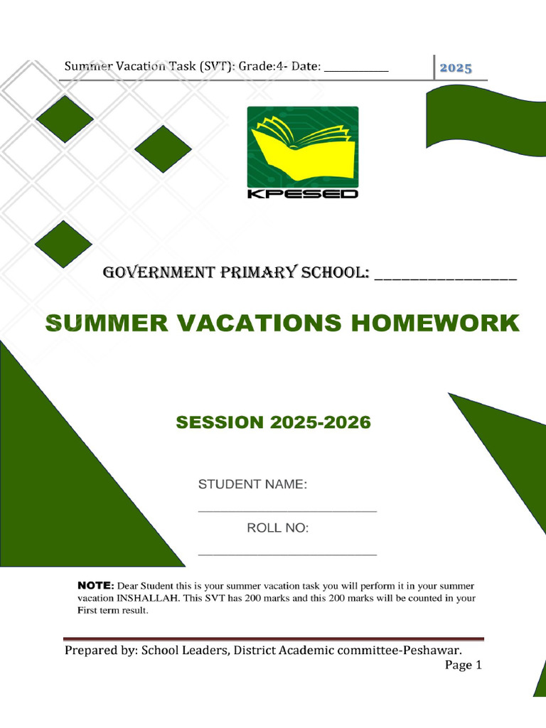 Class 4 Vacation Task.02 | PDF