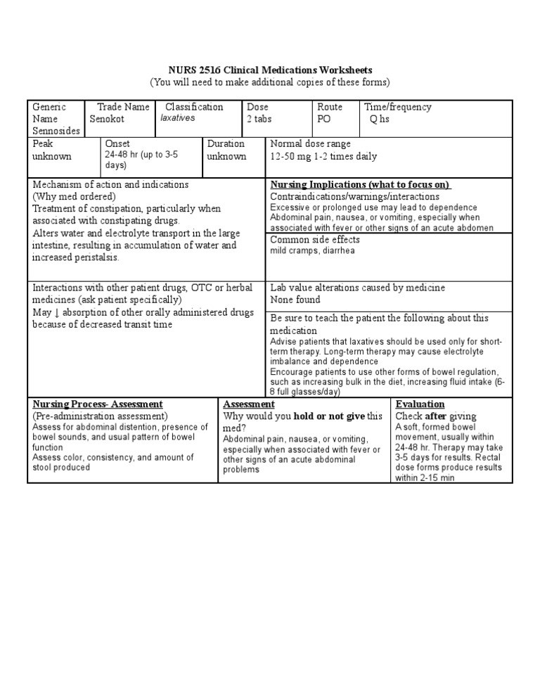 Drug Card Senna | Gastroenterology | Pharmacology