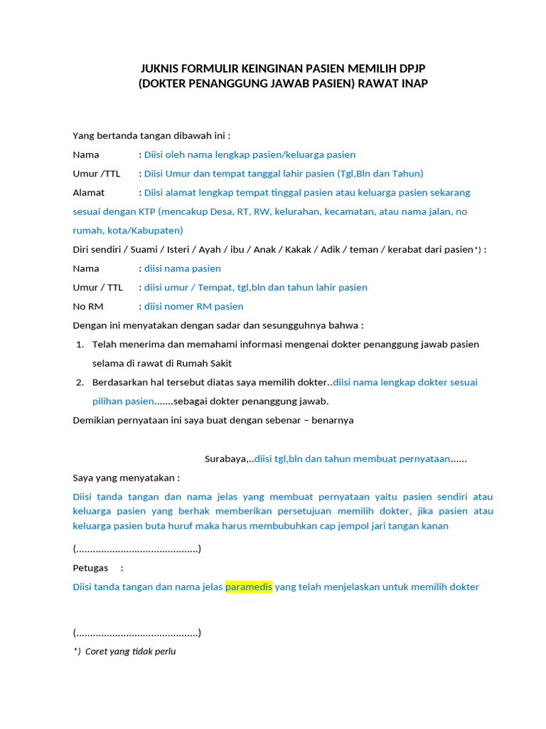 Juknis Memilih DPJP RSMS | PDF