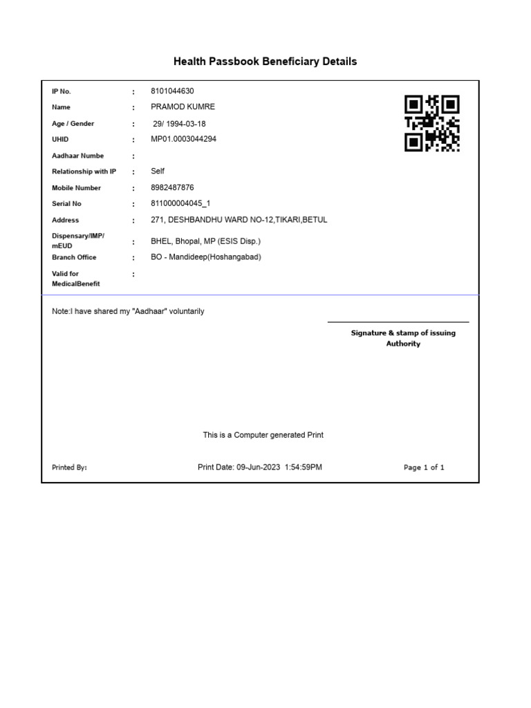 Healthcard 8101044630 | PDF