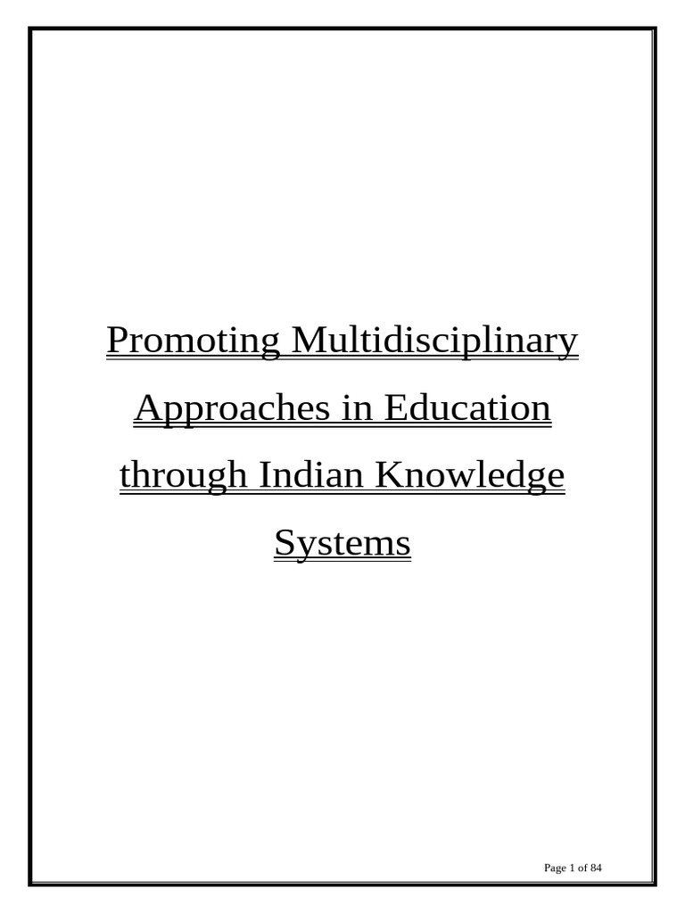 Promoting Multidisciplinary Approaches in Education Through Indian ...