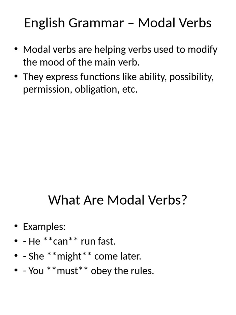 English Grammar Modals PPT Updated | PDF