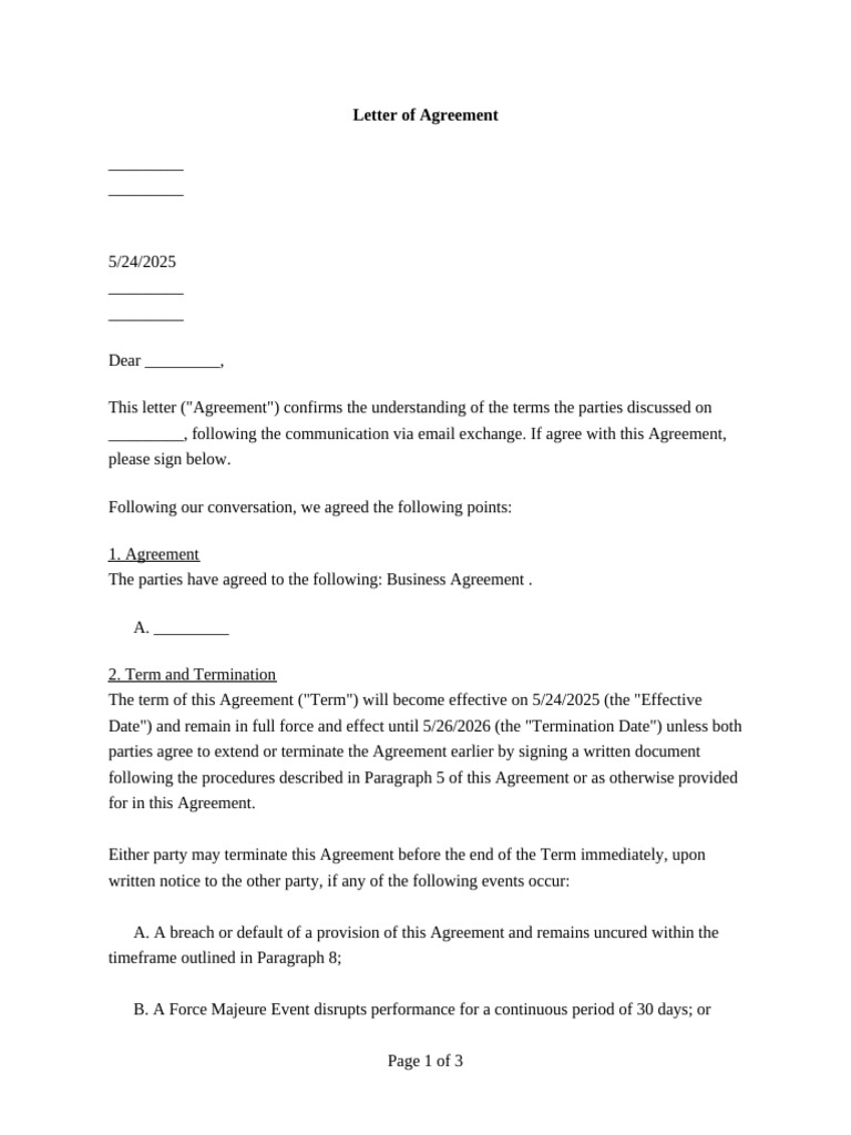 Letter of Agreement 5kbzzq1a | PDF | Breach Of Contract | Civil Law ...