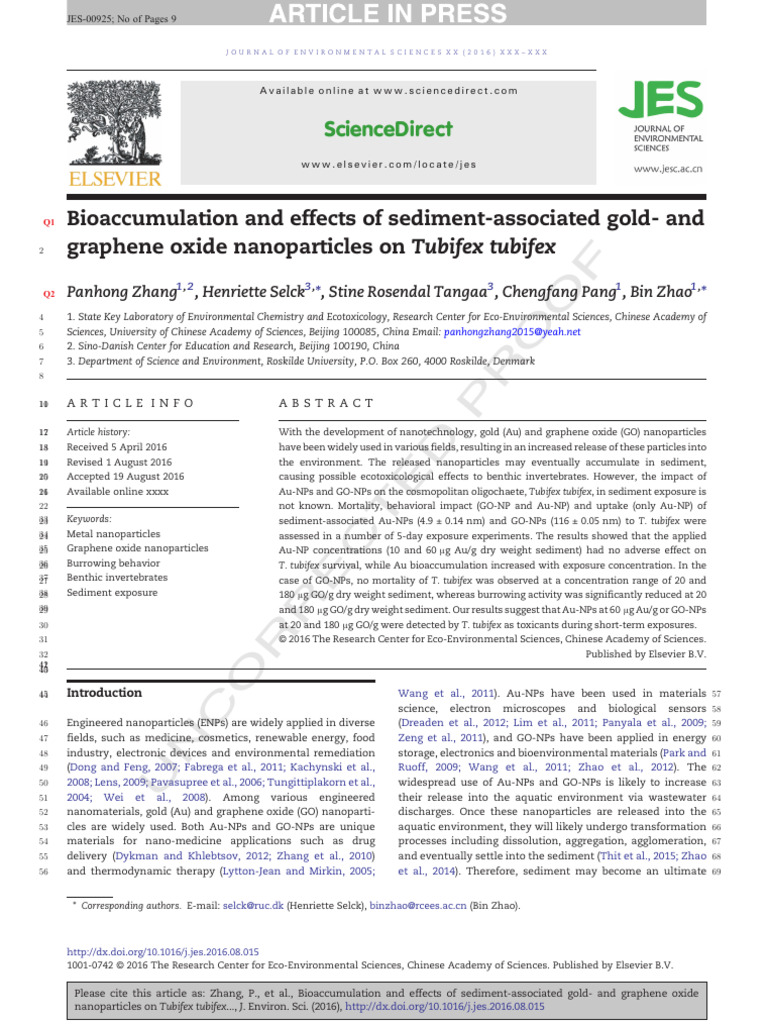 GNPs On Tubifex Tubifex | PDF | Nanoparticle | Graphene