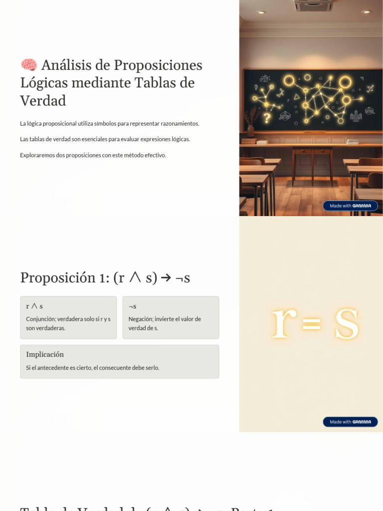 Analisis de Proposiciones Logicas Mediante Tablas de Verdad | PDF