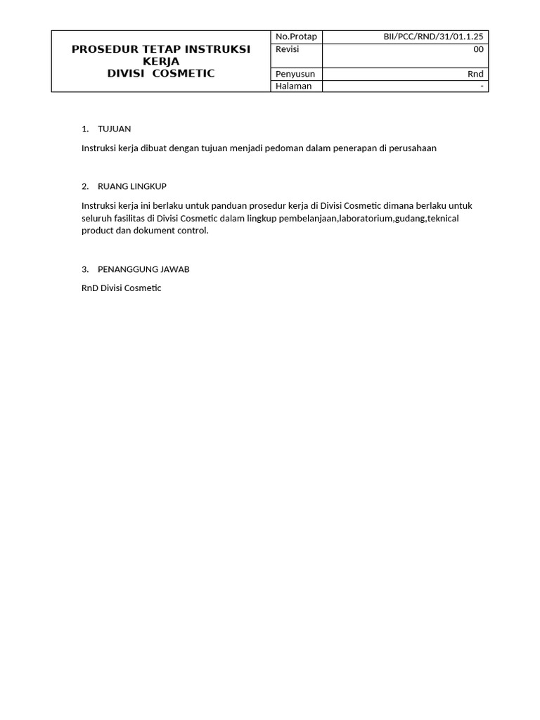 Prosedur Kerja Tetap Buat Dina | PDF