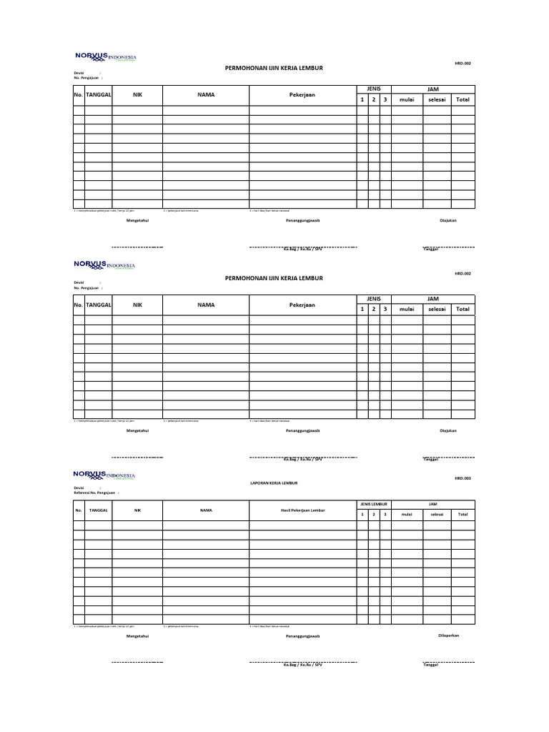 Form Lembur | PDF