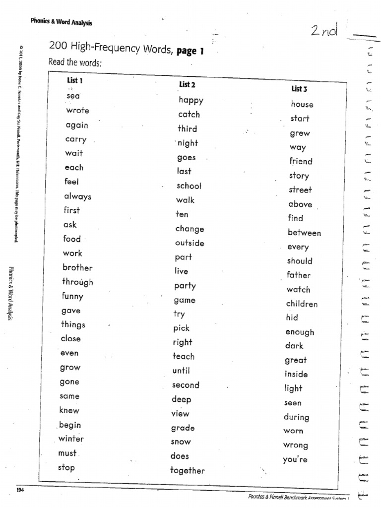 Sight Words - Second Grade | PDF
