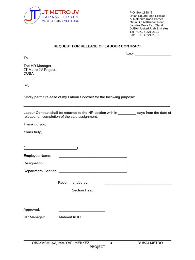 Request - Labour Contract | PDF