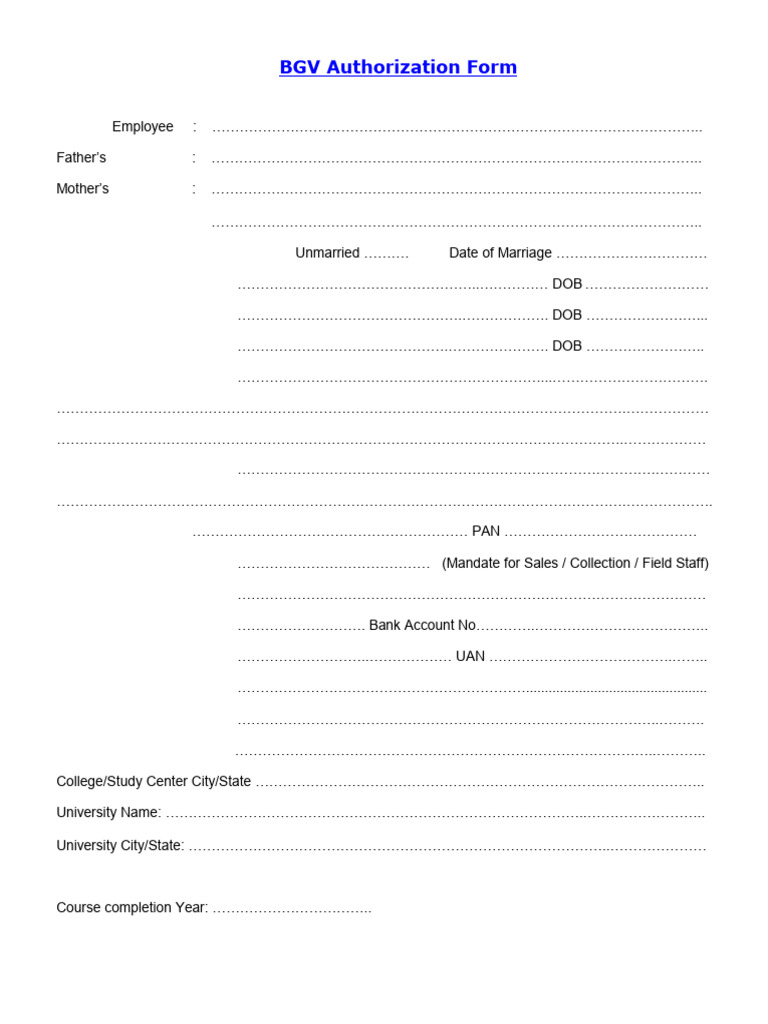 BGV Authorization Form - June-24 (Consent) | PDF