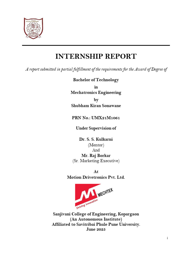 Shubham Internship Report | PDF | Electric Motor | Engineering