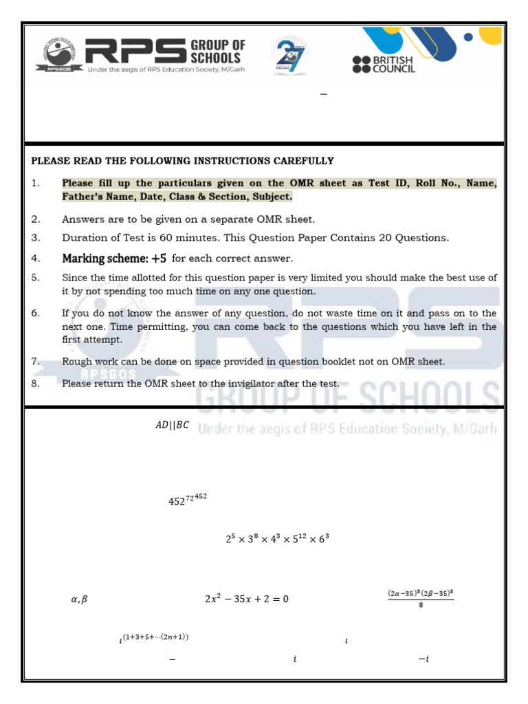 X - IOQM Practice Paper - 1 (26-05-2025) | PDF | Circle | Geometry