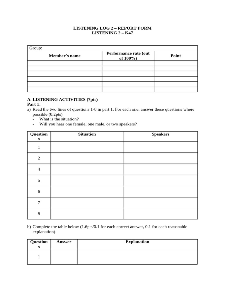 Listening Log 2 - Report Form | PDF | Human Communication | Linguistics