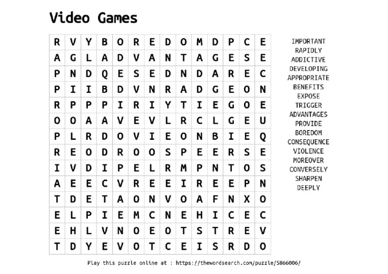 Wordsearch Video Games | PDF