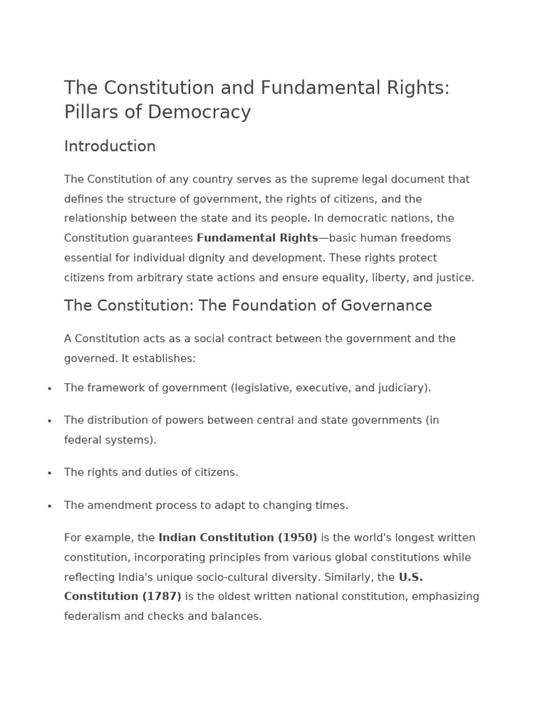 Fundamental Rights in Democratic Governance | PDF | Constitution ...