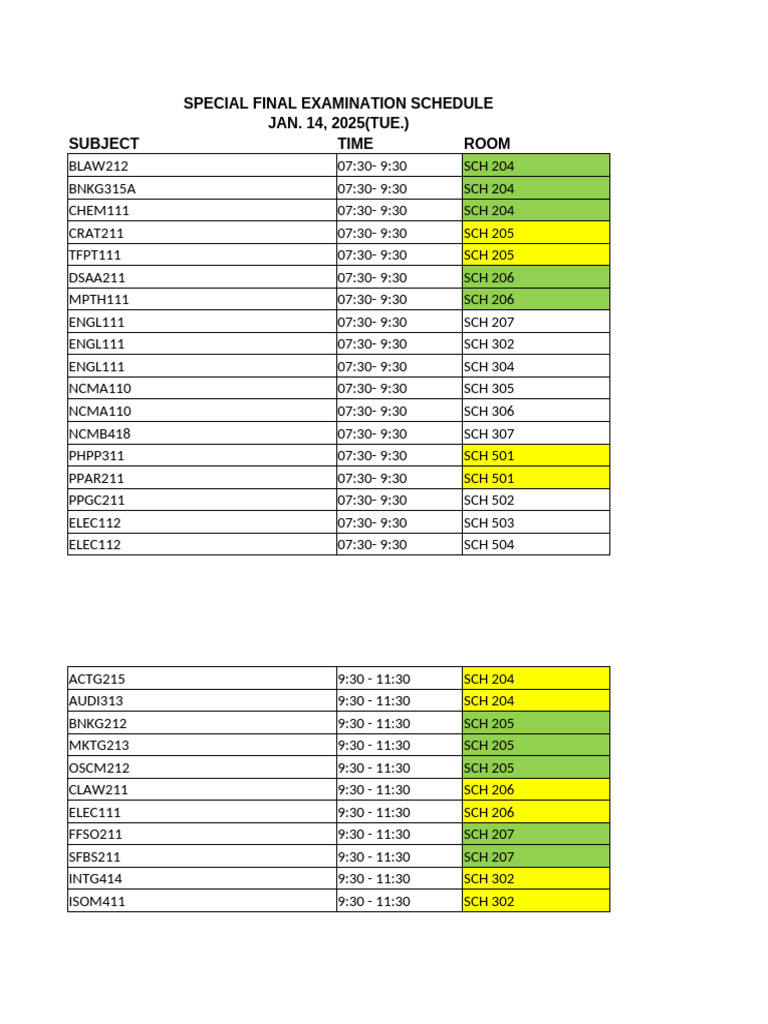 Special Final Exam Schedule 2025 | PDF | Data Collection | Educational ...