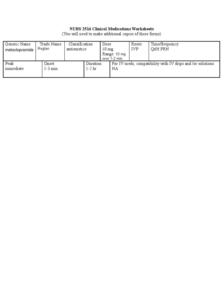 Reglan Drug Card | PDF | Psychoactive Drugs | Drugs Acting On The ...
