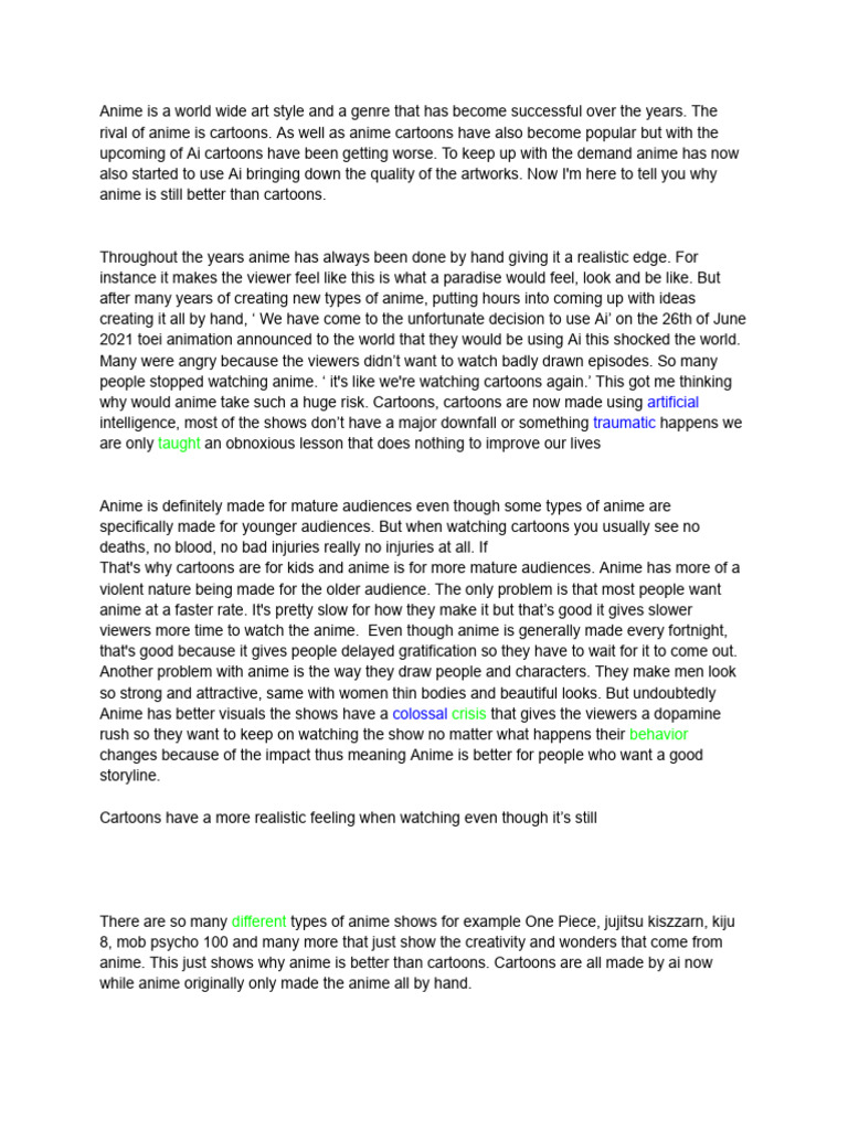 Jack Graham - Persuasive Essay Draft | PDF | Anime