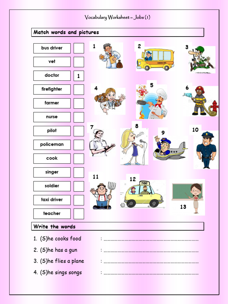 Matching Worksheet Jobs 1 | PDF