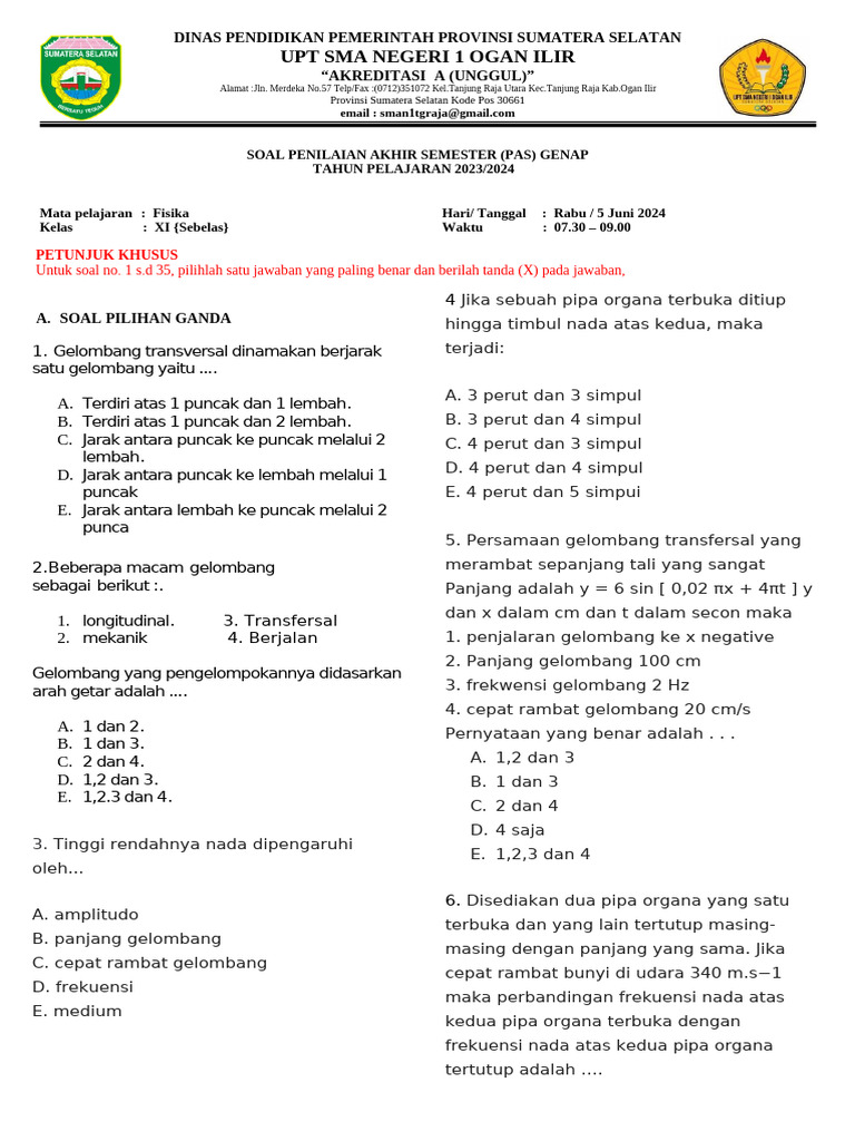 Format Soal Pas Semgenap 2023 - 2024 | PDF