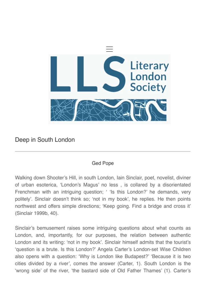 Deep in South London - Literary London Society | PDF | Sherlock Holmes ...