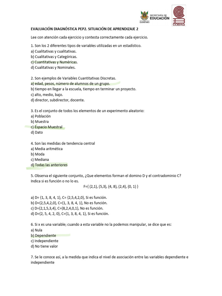 Evaluación Diagnóstica Progresión 6-10 | PDF