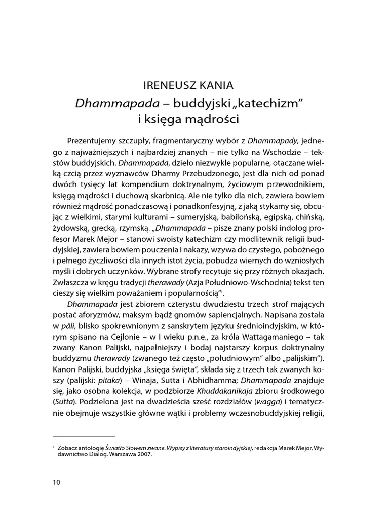 Dhammapada Buddyjski Katechizm" I Księga Mądrości (2020) | PDF