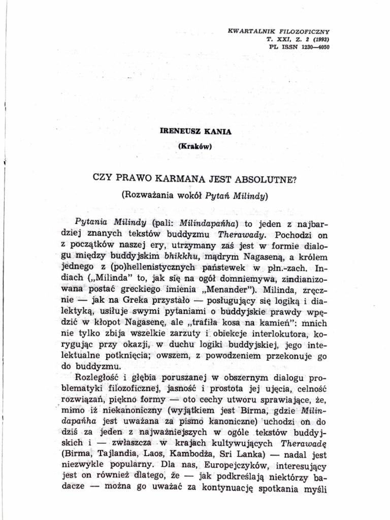 Kania - Czy Prawo Karmana Jest Absolutne (1993) | PDF