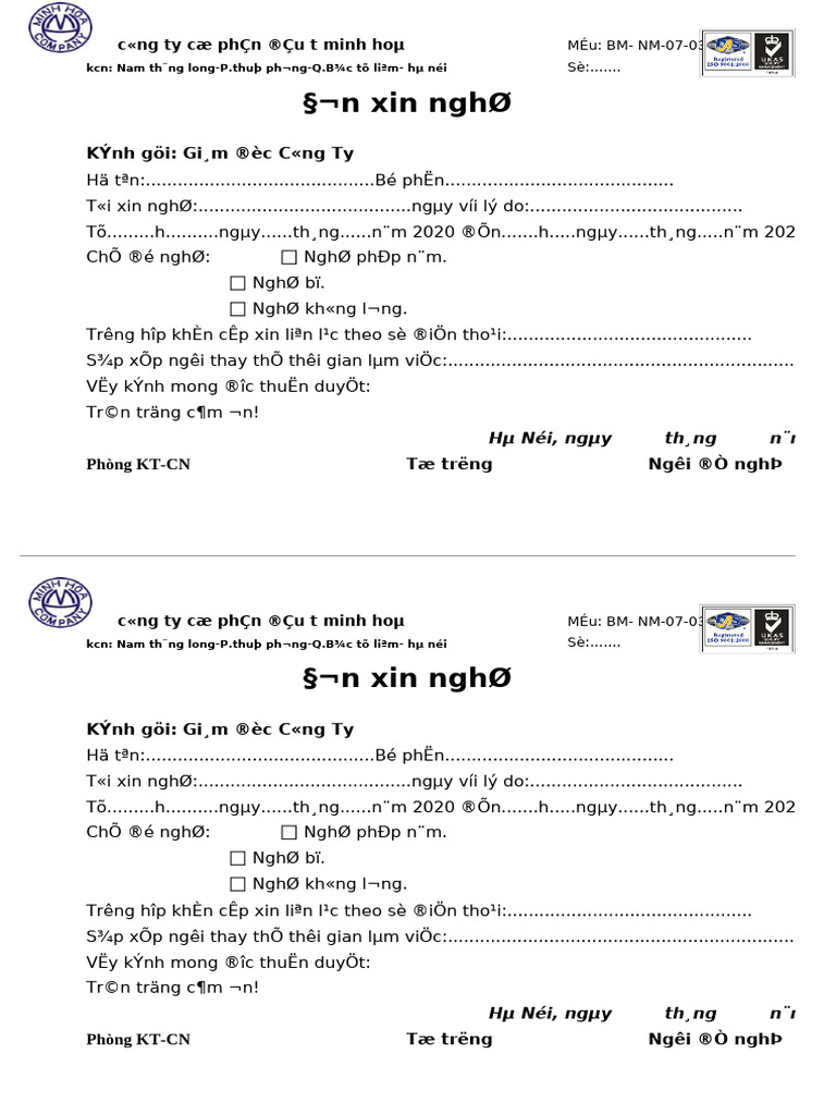 Mau Don Xin Nghi | PDF