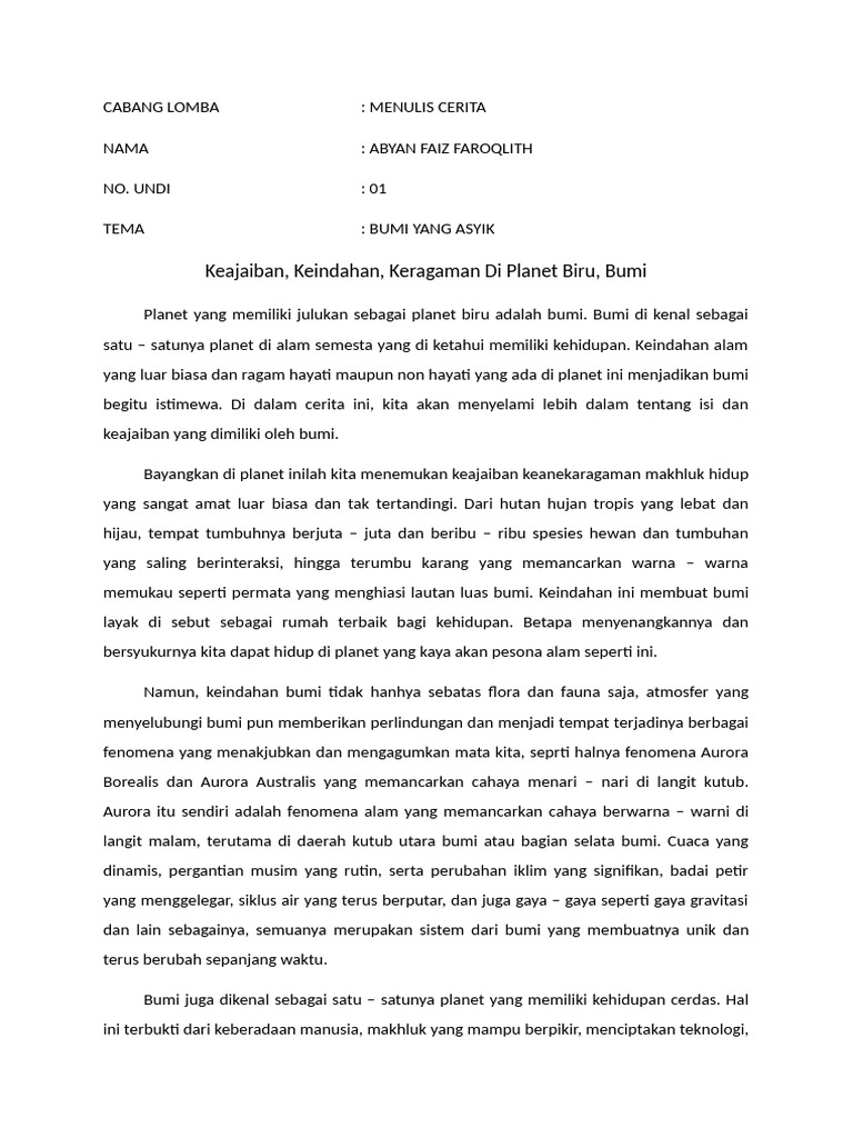 Abyan Faiz No. Undi 01 Latihan | PDF