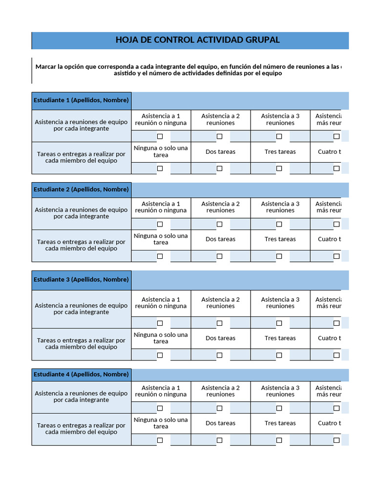 Hoja de Control RETO | PDF