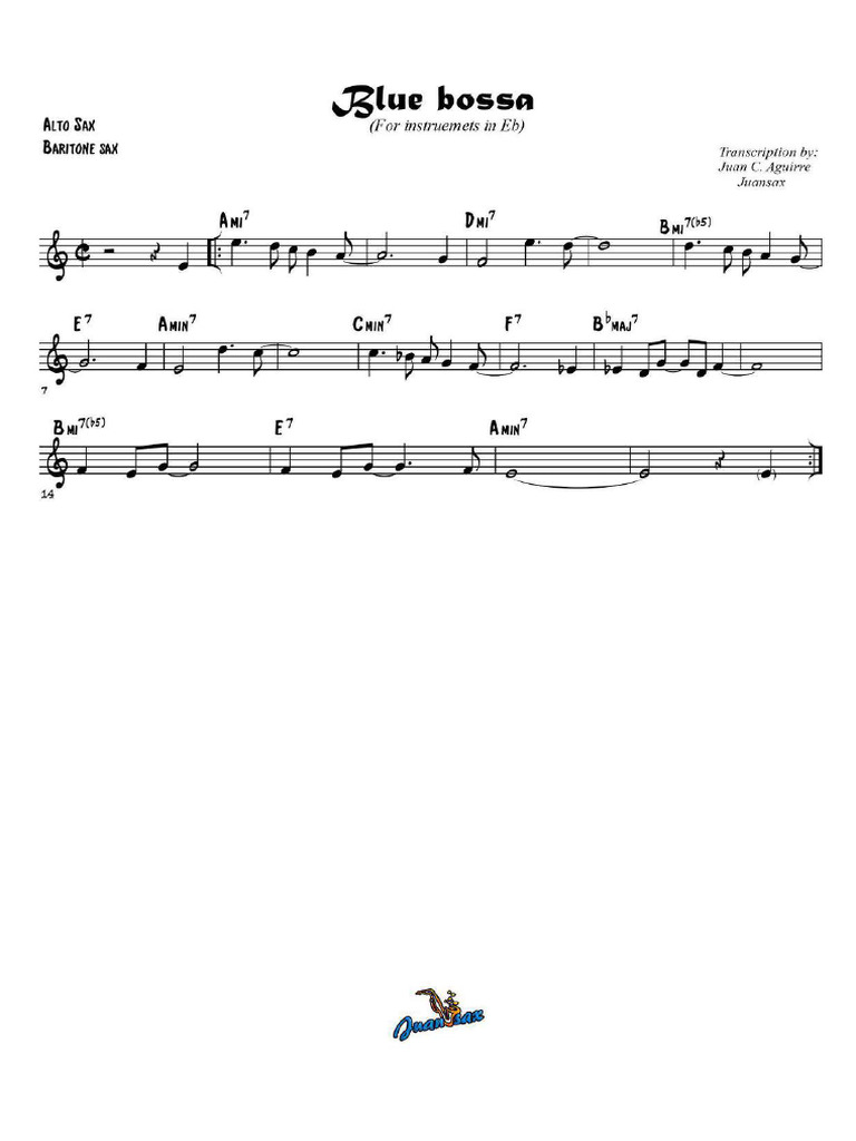 Blue Bossa Sax Alto | PDF