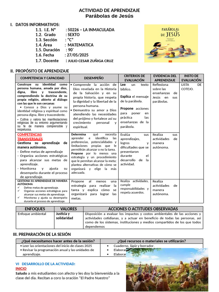 D2 A2 SESION REL. Parábolas de Jesús | PDF | Parábolas de Jesús ...