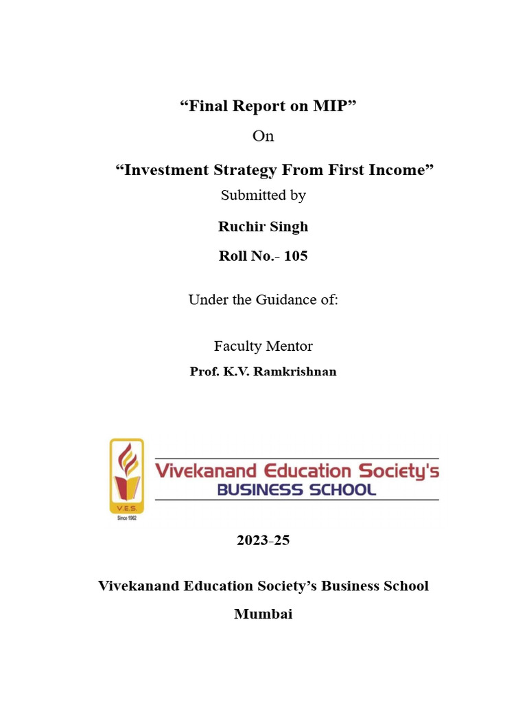 Ruchir Singh B 105 Mip Report | PDF | Decision Making | Well Being