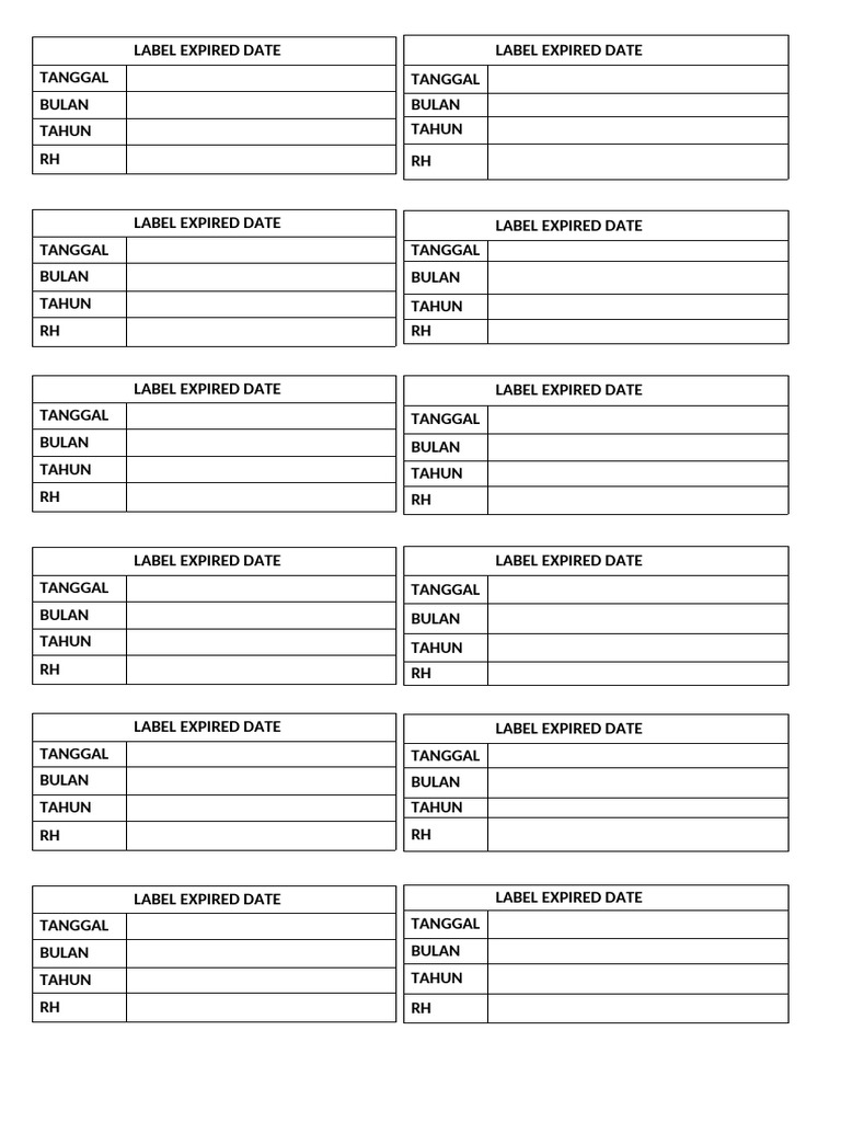 Tabel Label Expired Date | PDF