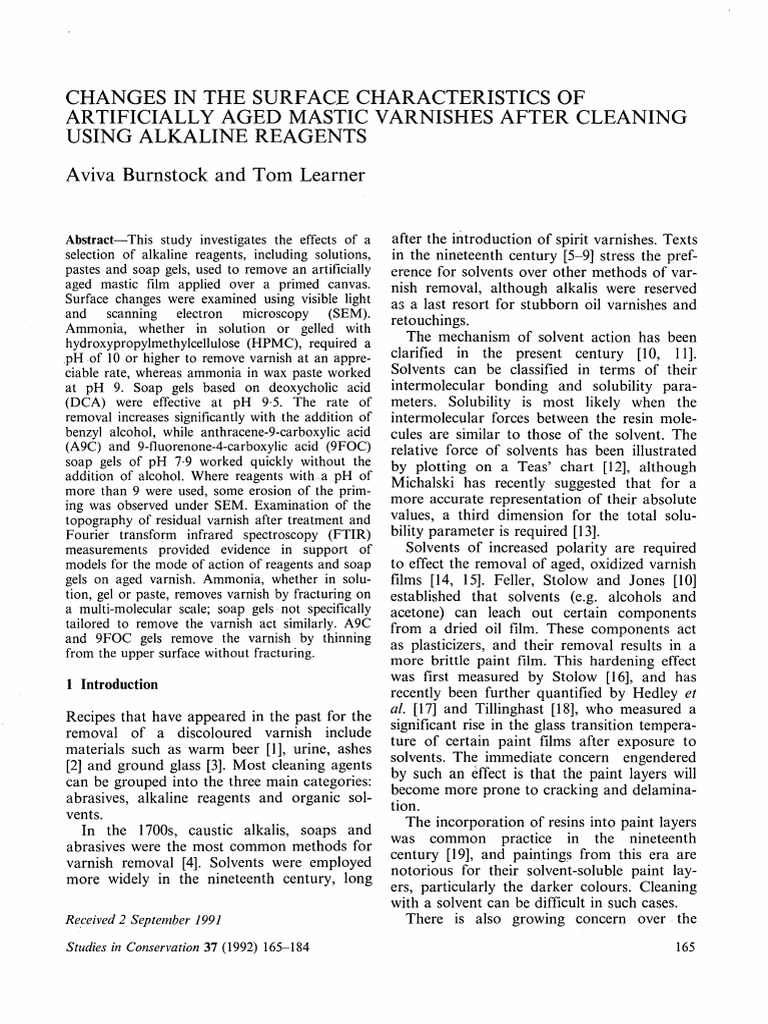 Changes in The Surface Characteristics OF Artificially Aged Mastic ...