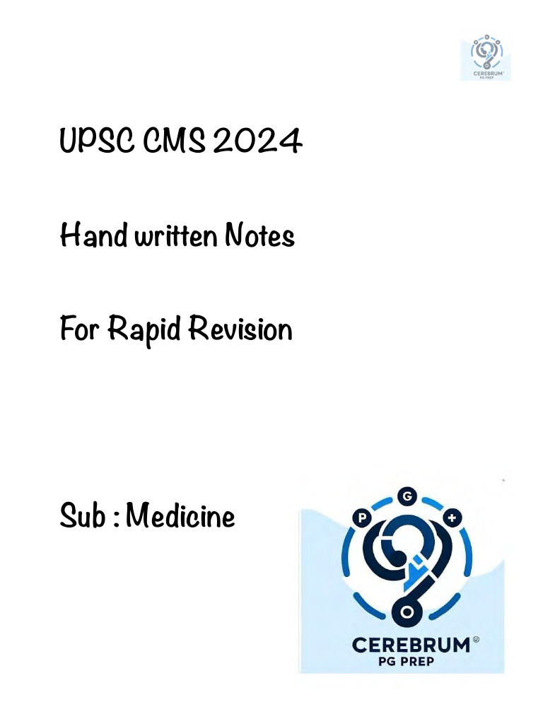 Cerebrum Medicine Handwritten Notes UPSC CMS 2024 Revised | PDF ...