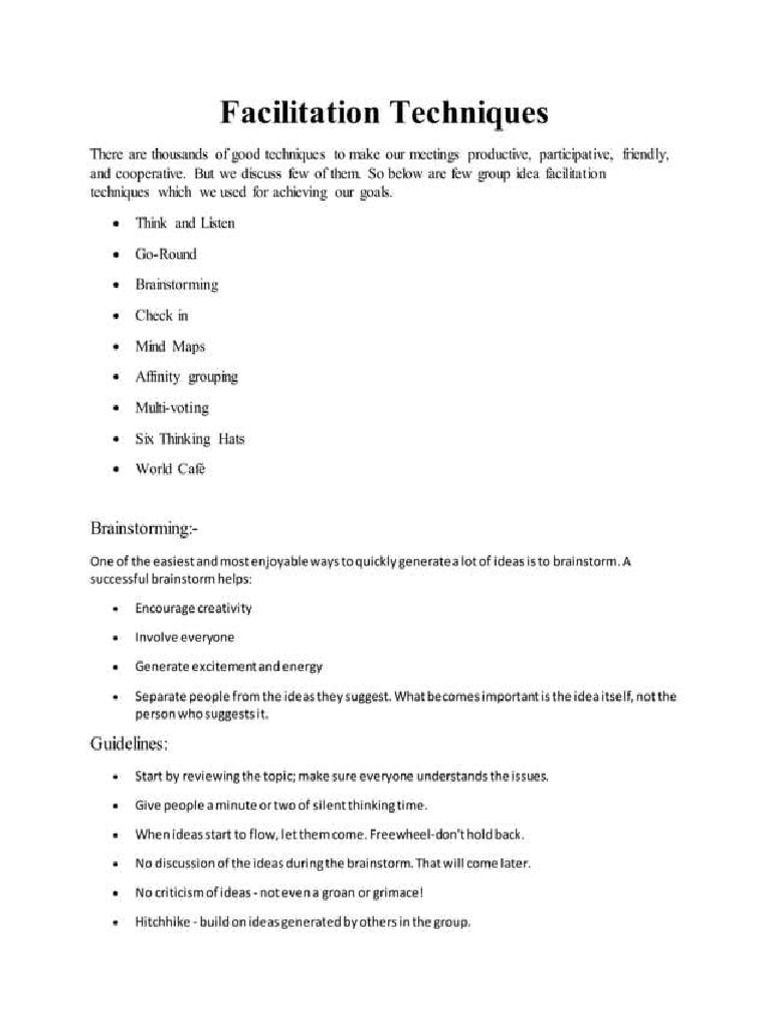 Facilitator Techniques | PDF