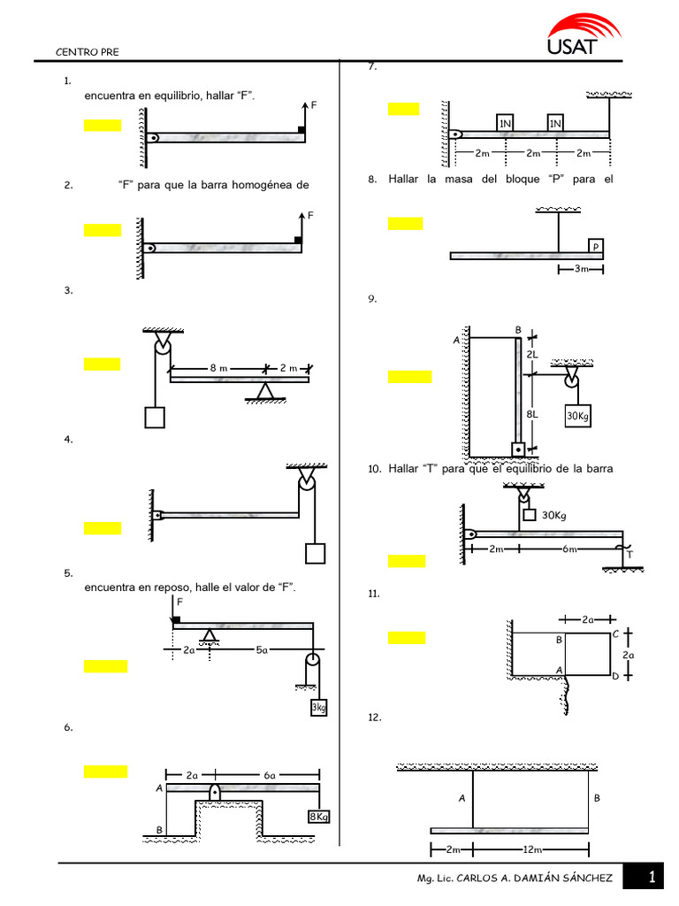 Estática Ii - Ejercicios de Aplicación - Claves | PDF | Masa