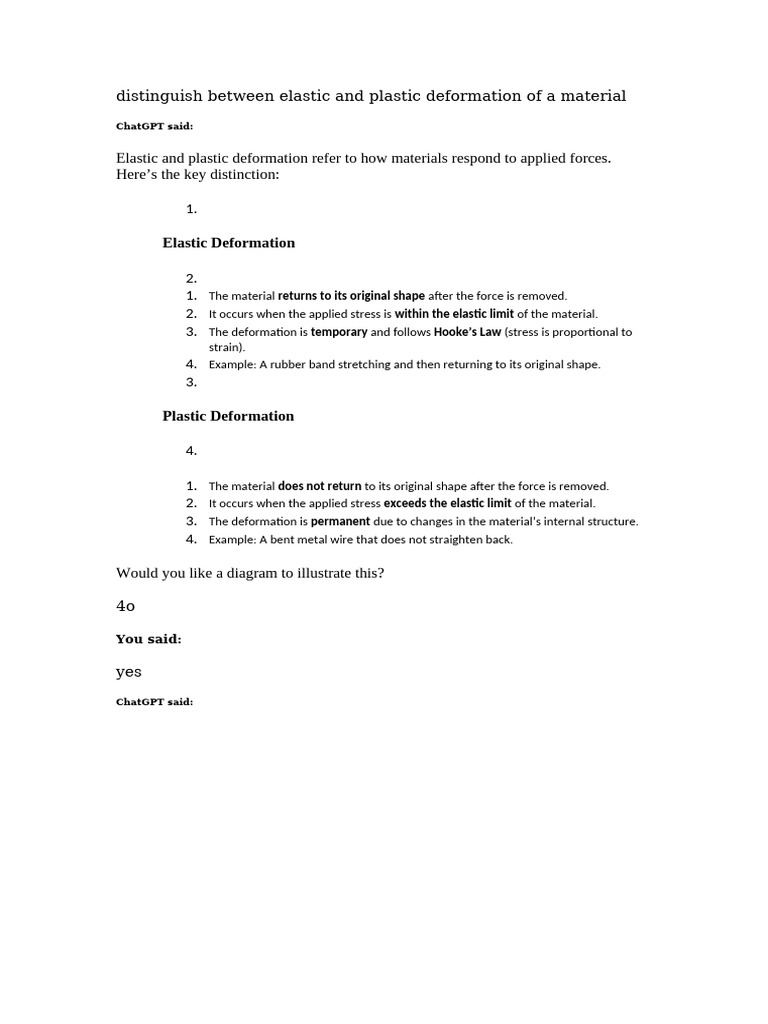 Distinguish Between Elastic and Plastic Deformatio | PDF | Deformation ...