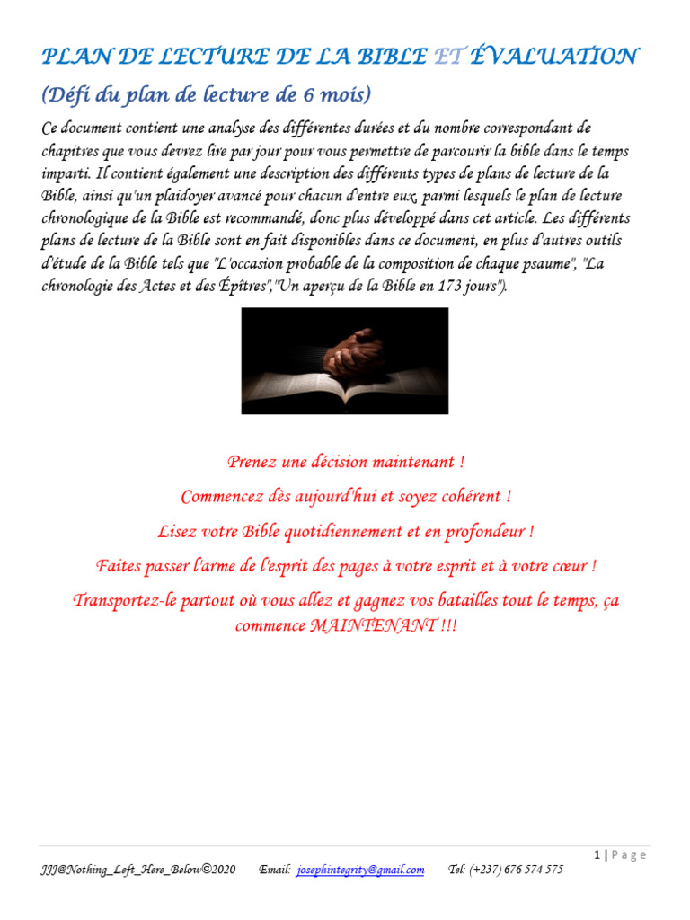 Plan de Lecture Biblique 2025 | PDF | Bible | Textes religieux