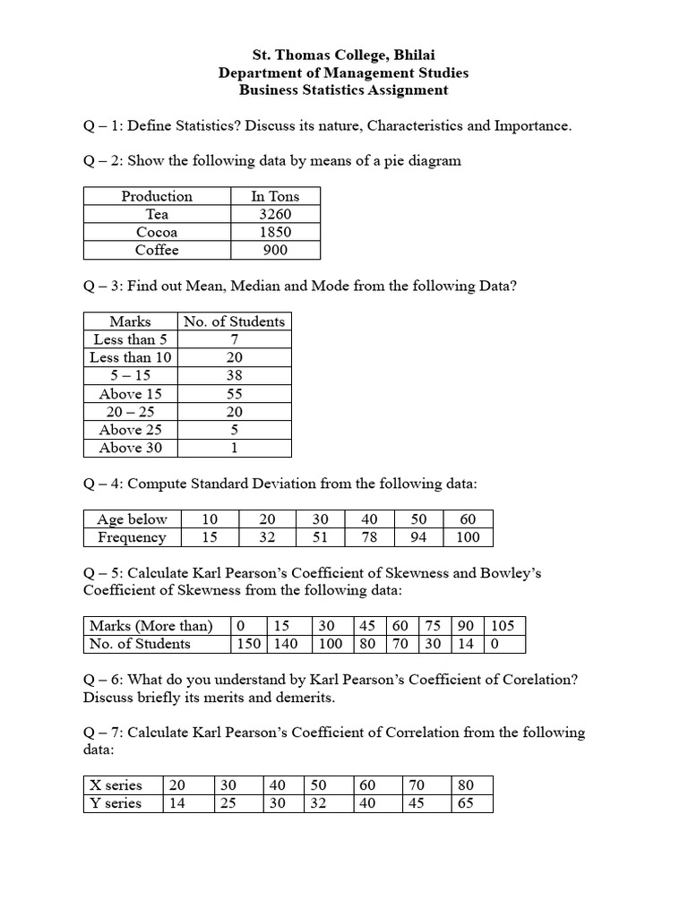 Business Statistics Assignment Guide | PDF